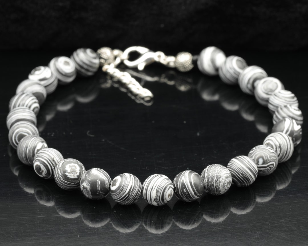 Natural Black Fordite Beaded Adjustable Strong Bracelet Handmade ...