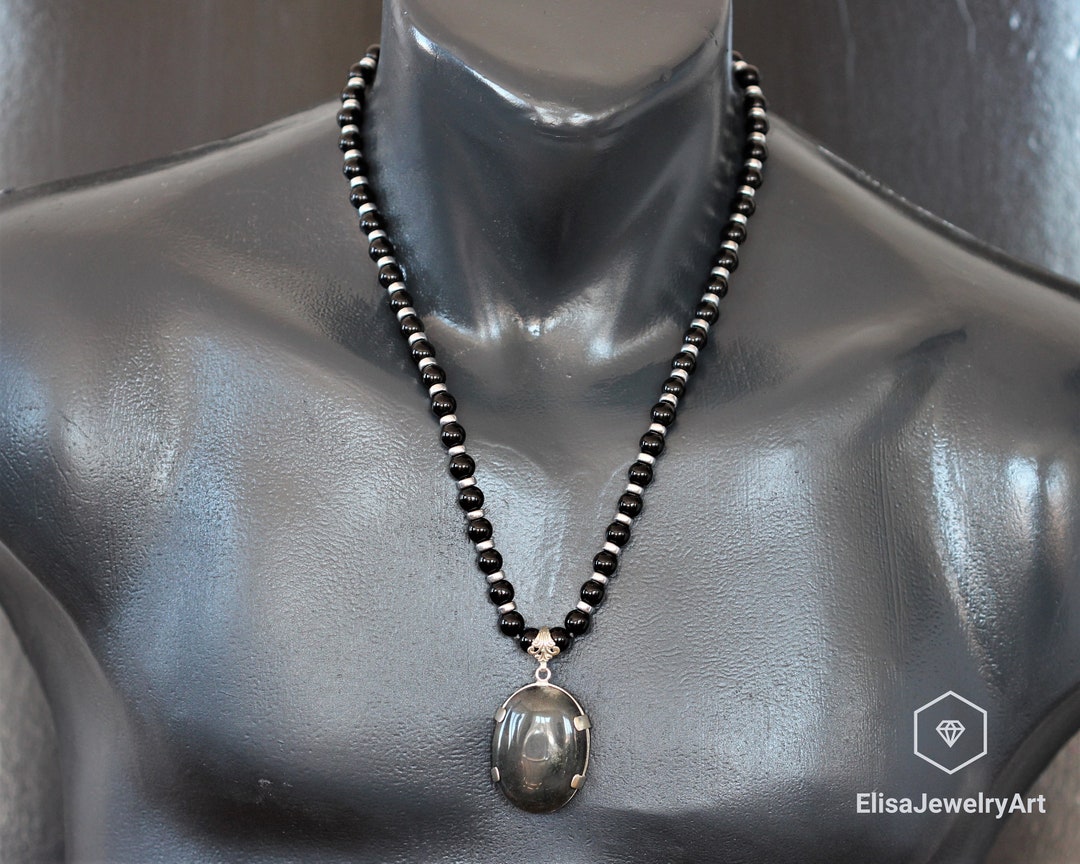 Unique 925 Sterling Silver Natural Bloodstone Pendant & Black Onyx ...