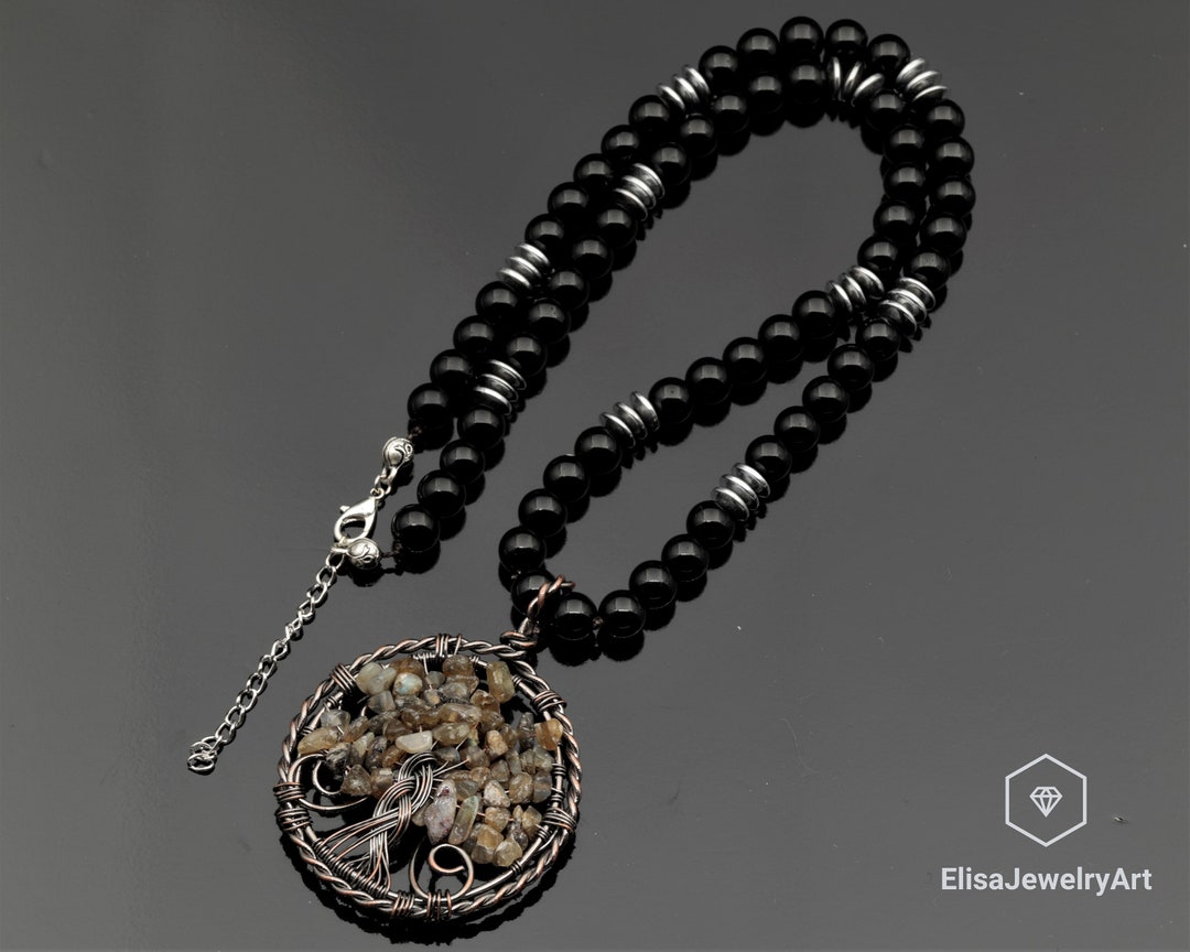 Perseverance Women's Natural Tree of Life Labradorite Pendant Necklace ...