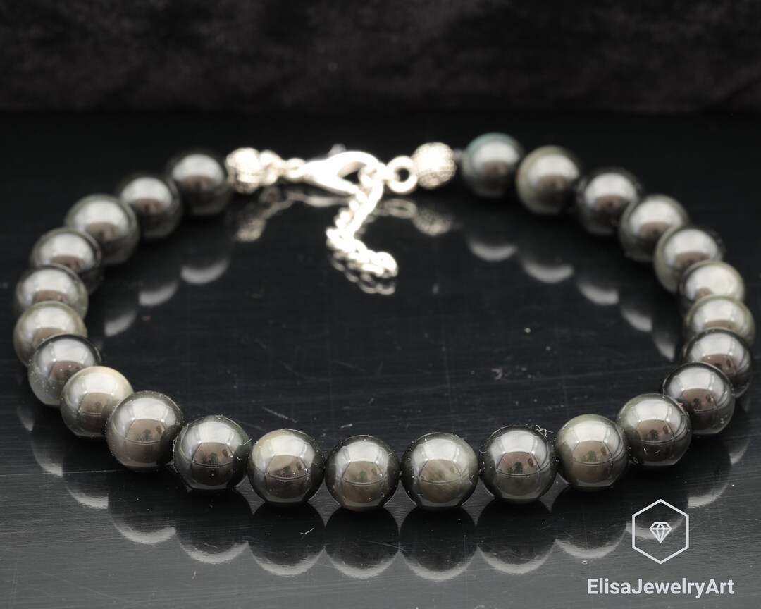 Natural Obsidian Beaded Adjustable Strong Anklet Handmade Dreamy ...