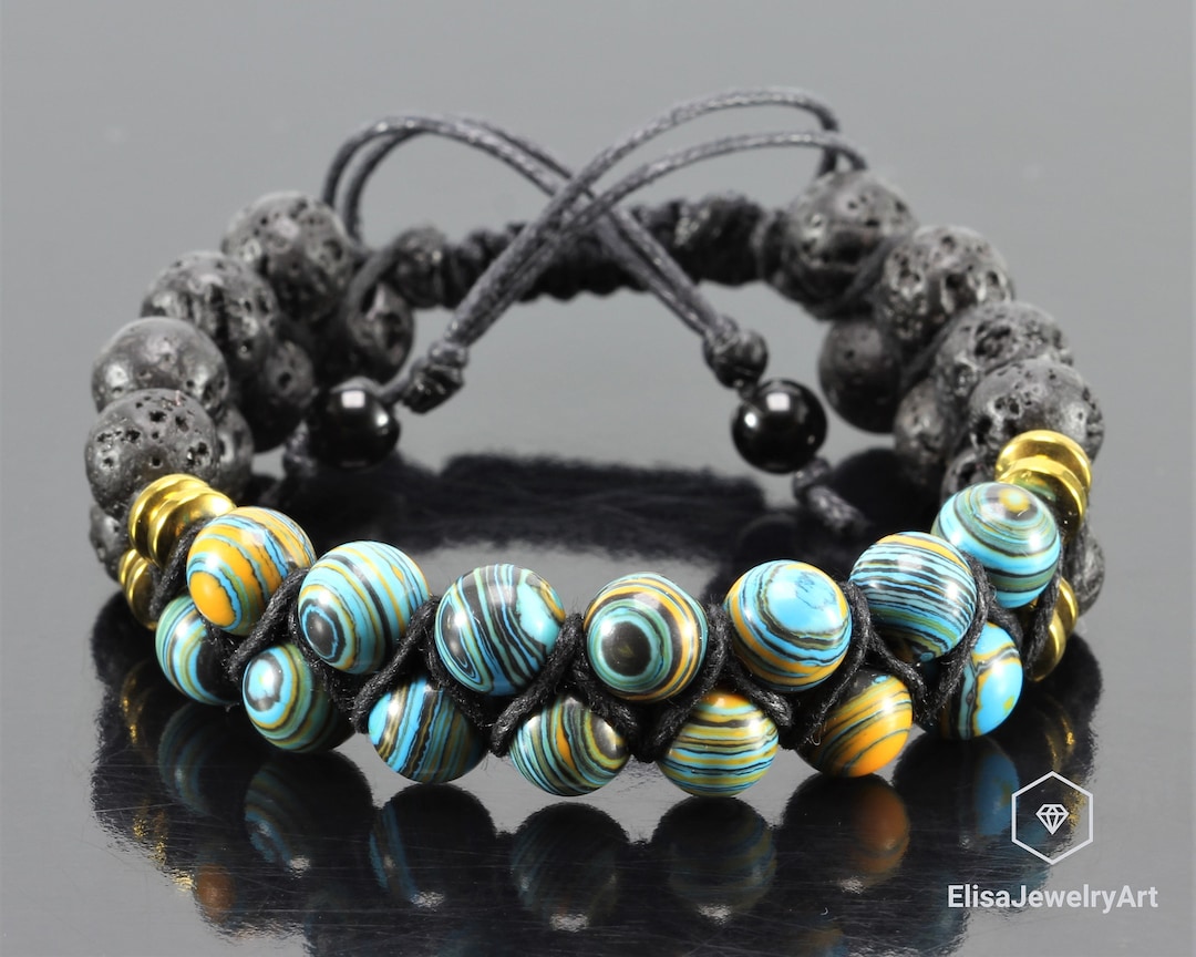 Natural Fordite Black Onyx Lava Beaded Healing Meditation Yoga Mala ...