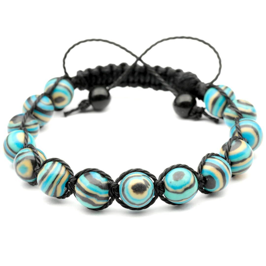 Natural Blue Fordite Beads Bracelet Macrame Adjustable Bracelet ...