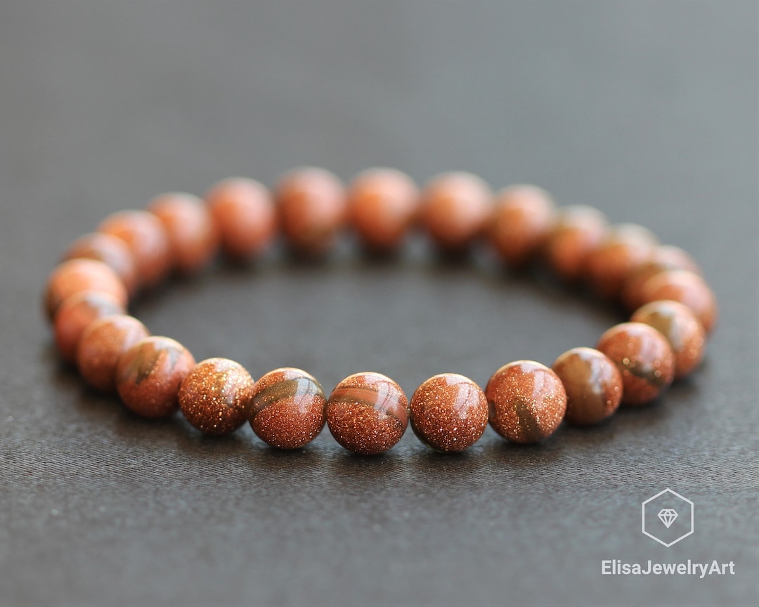 Natural Sandstone Beads Bracelet Stretch Bracelet Healing Gemstone ...