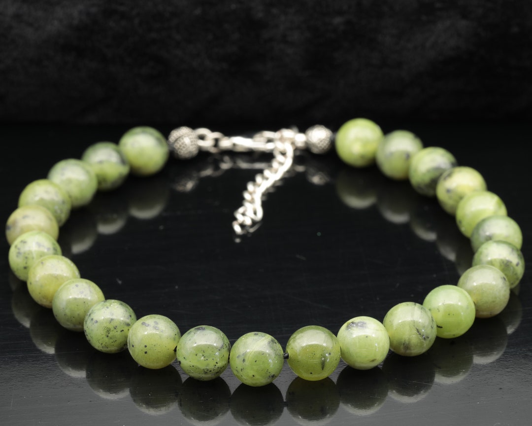 Natural Green Jade Beaded Adjustable Strong Bracelet Handmade Enhancing ...