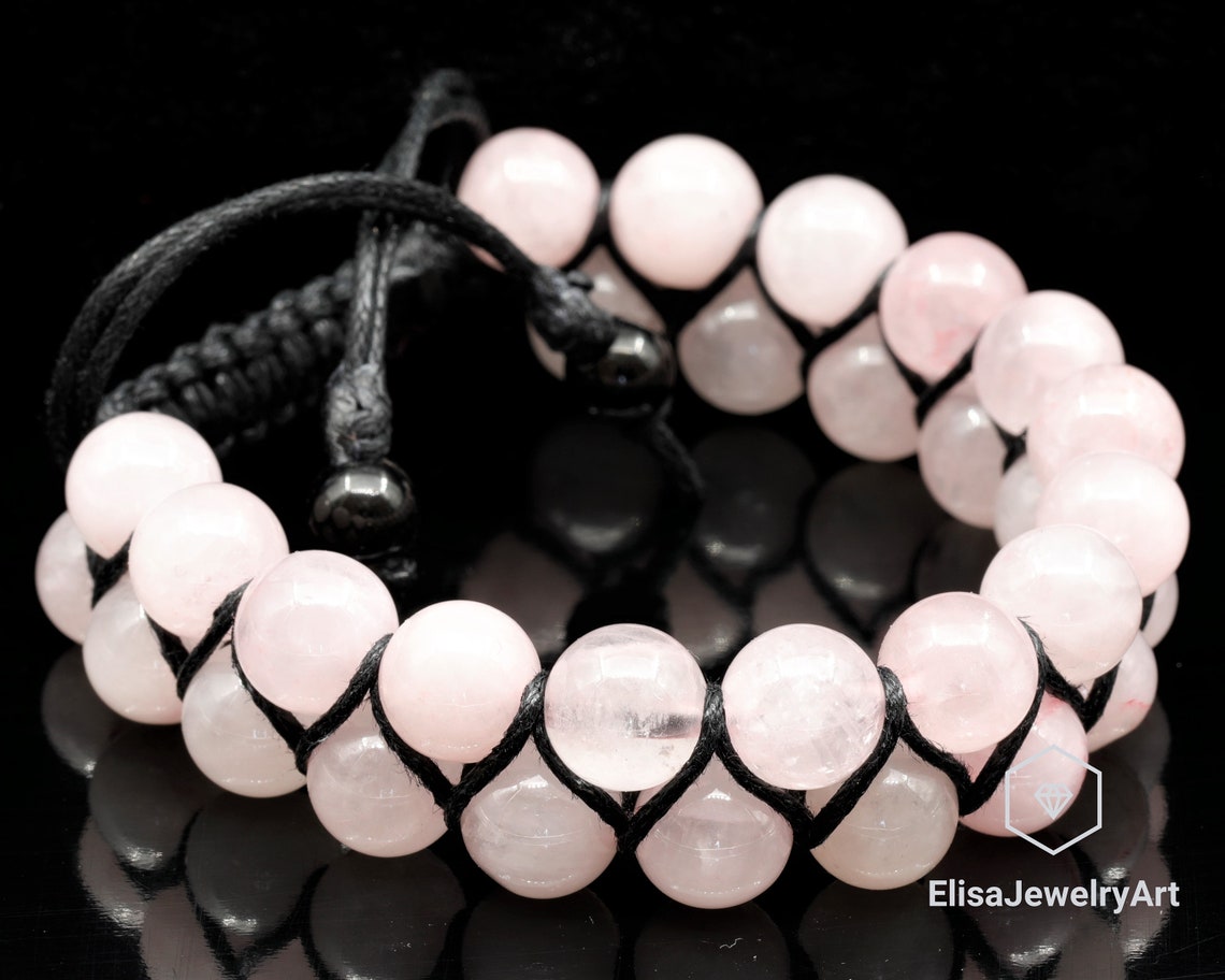 Women's Love Bracelet Rose Quartz Beaded Healing Meditation Emotion ...