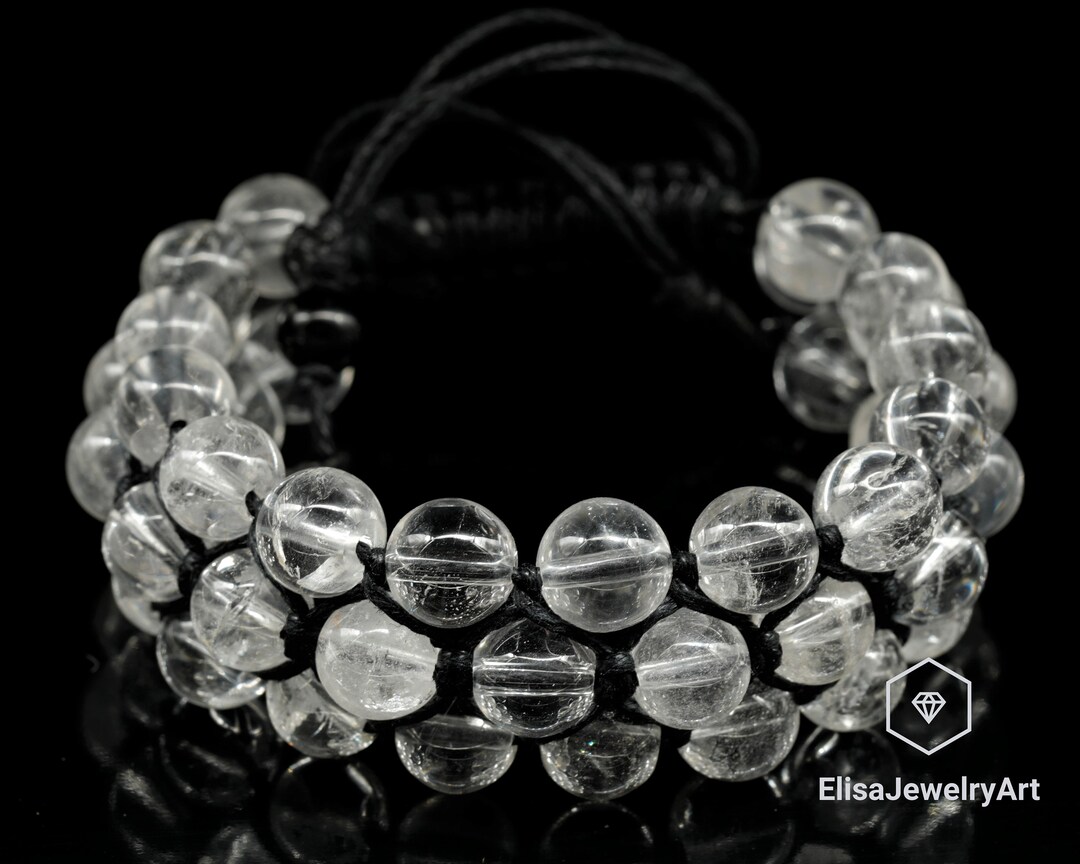 Unique Clear Quartz Beaded Macrame Birthstone Adjustable Bracelet ...