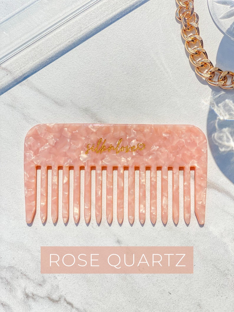 Shower Comb | Pink Hair Comb | Rose Quartz | Detangling | Anti Frizz ...