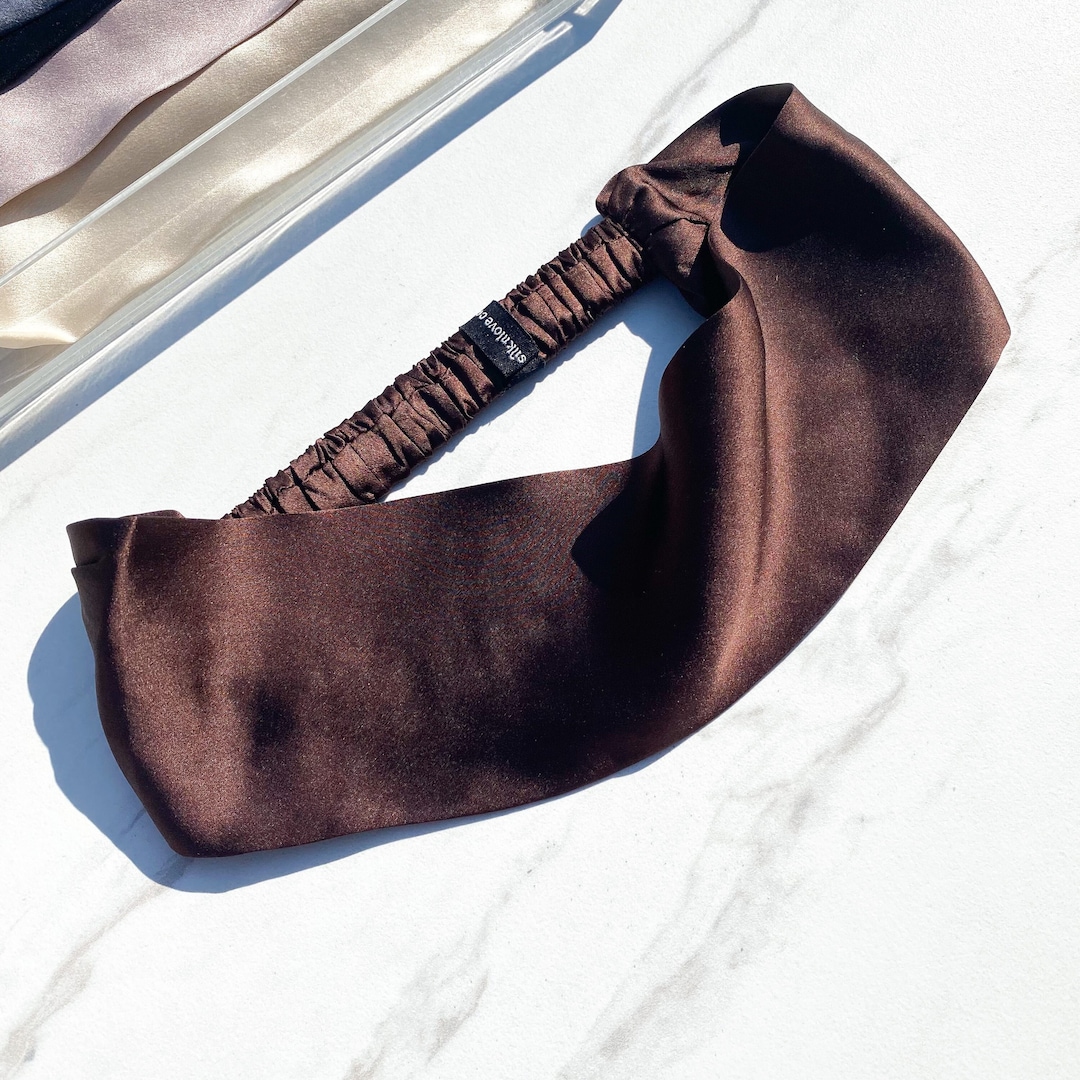 Brown Silk Headband | Brunette Hair | Silk Hair Wrap | Pure Silk | No ...