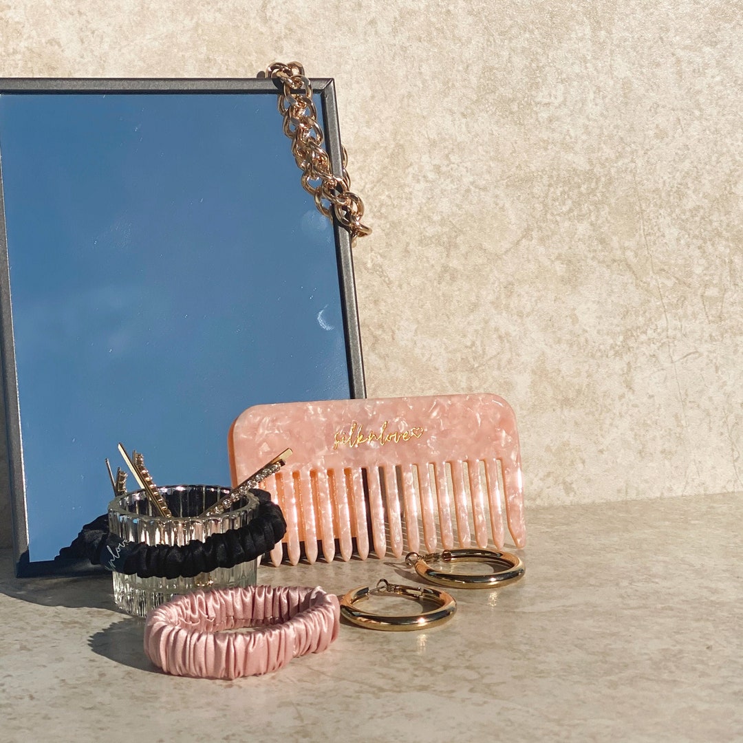 Shower Comb | Pink Hair Comb | Rose Quartz | Detangling | Anti Frizz ...