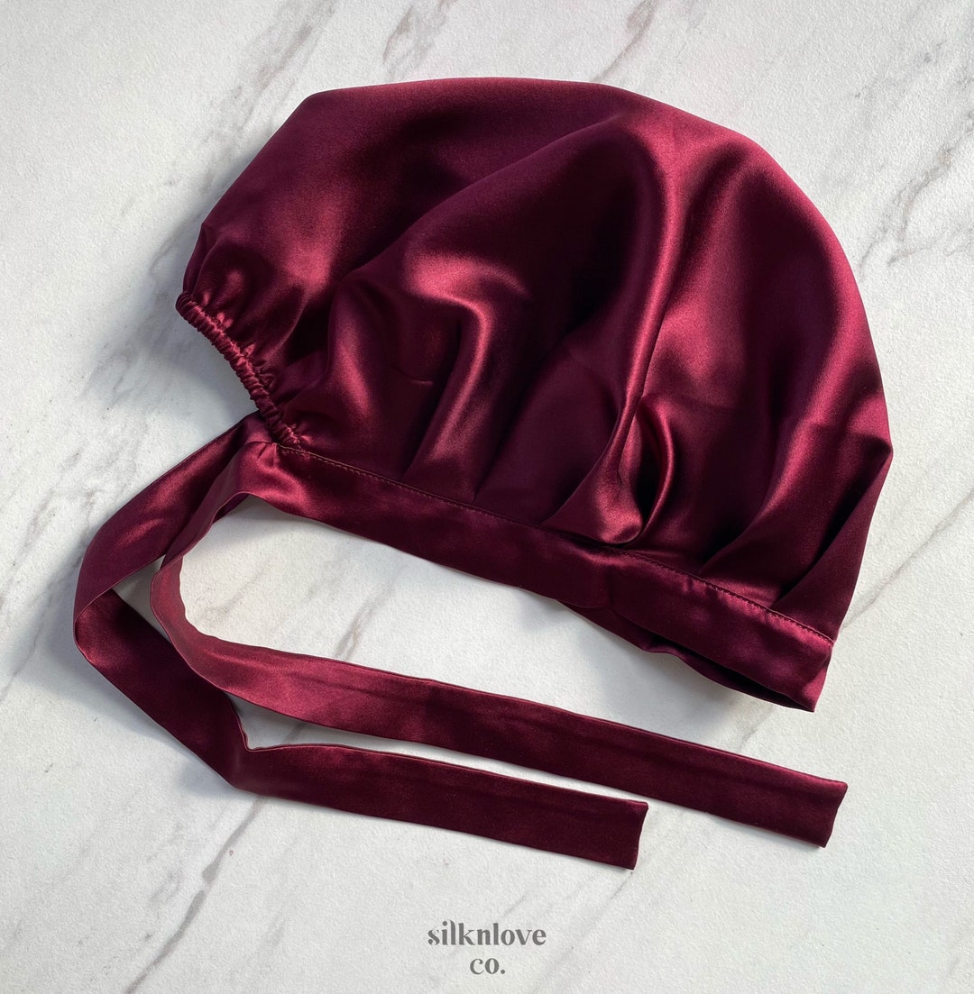 Silk Bonnet | Sleep Hair Cap | Pure Silk Sleep Cap | Red Bonnet ...