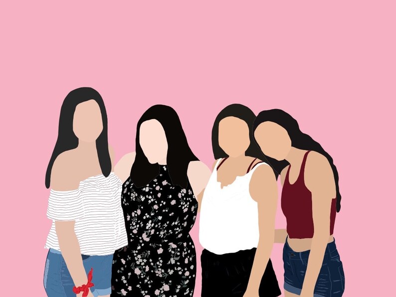 Custom Faceless Portrait Up To Four People Minimalistic Etsy