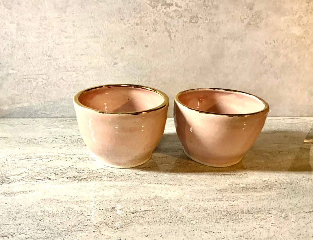 Small Pink Bowls With Gold Accents - Etsy