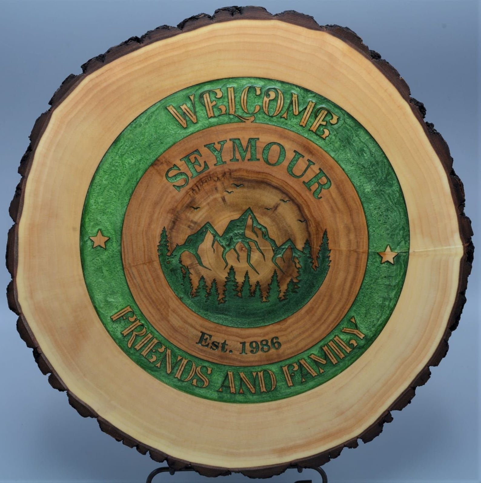 Personalized Log Sign Rustic Natural Wood Slice Anniverary / | Etsy