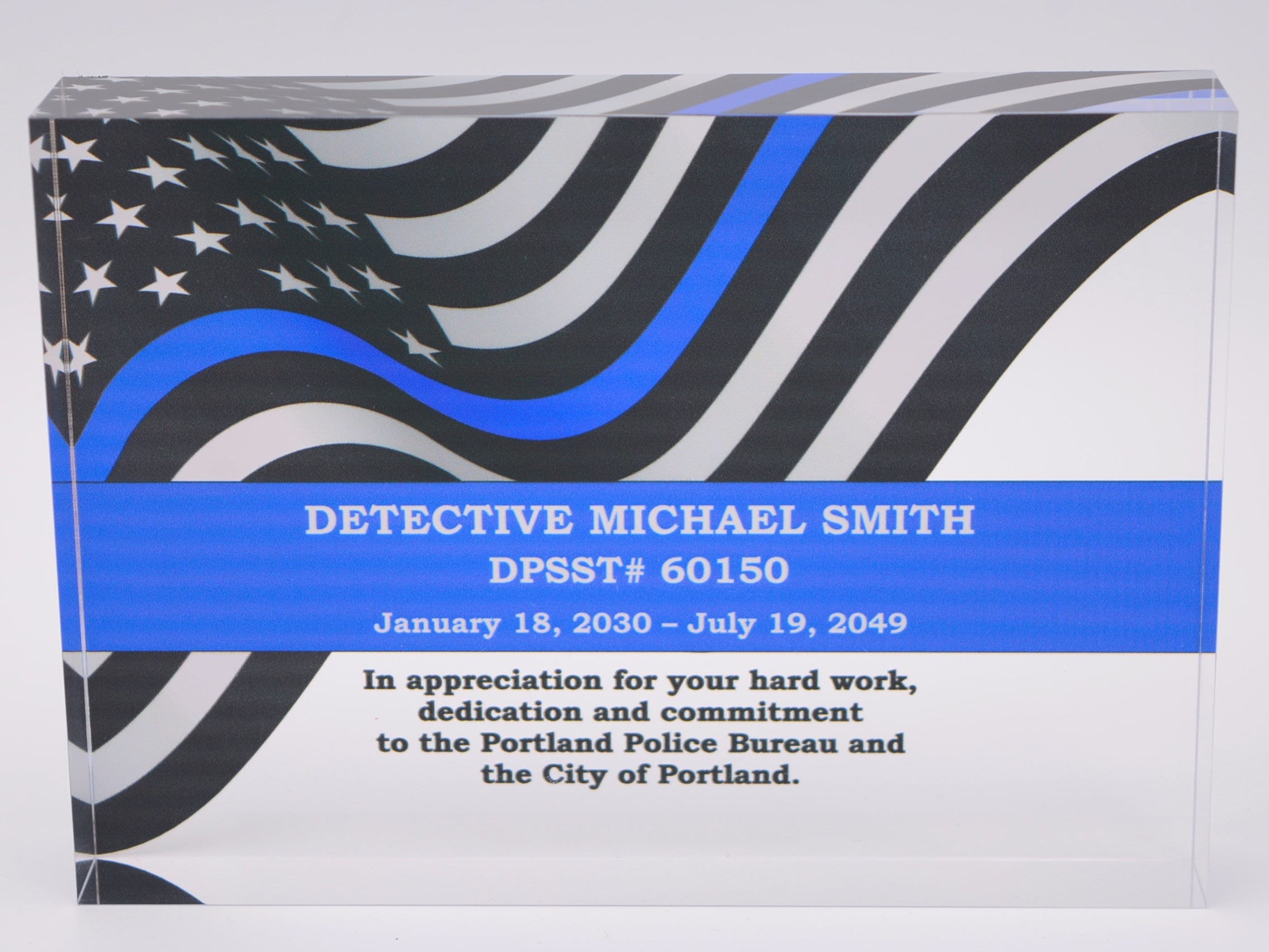 Police Blue Line Flag Plaque, Police Retirement Gift, Appreciation ...
