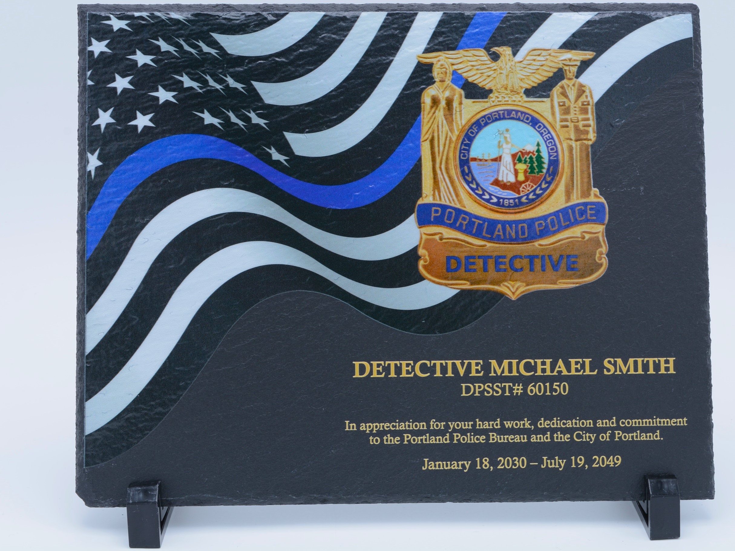 Police Blue Line Slate Plaque, Police Retirement Gift, Appreciation ...