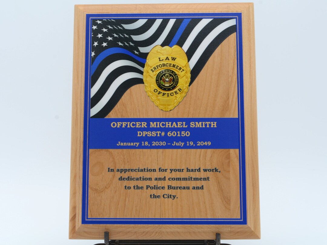 Police Blue Line Flag Plaque, Police Retirement Gift, Appreciation ...