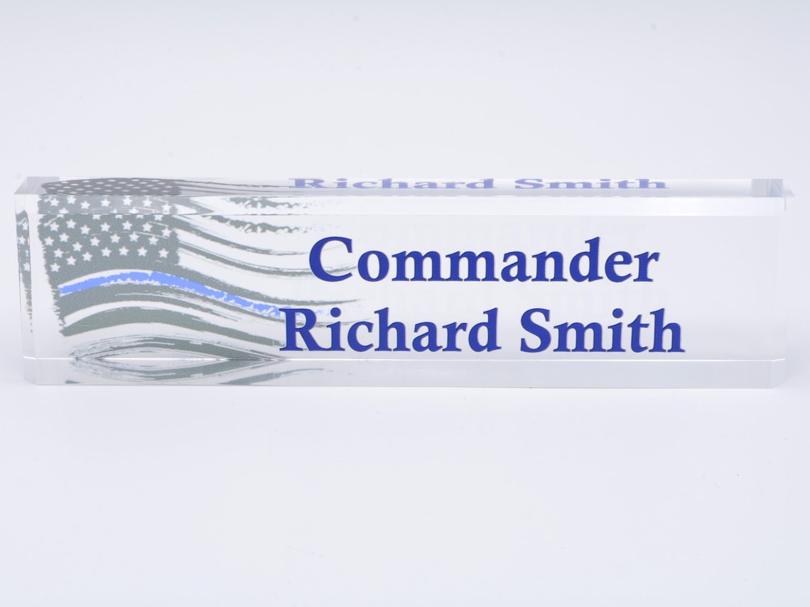 Police Blue Line Desk Nameplate, Police Gift, Desktop Police Nameplate ...