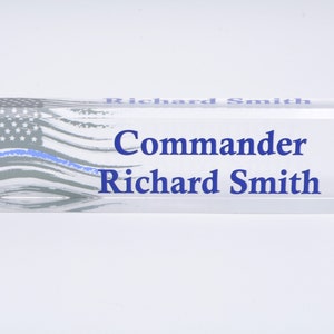 Police Blue Line Desk Nameplate, Police Gift, Desktop Police Nameplate ...