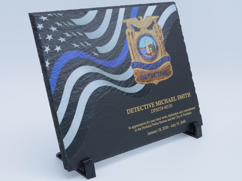 Police Blue Line Slate Plaque, Police Retirement Gift, Appreciation ...