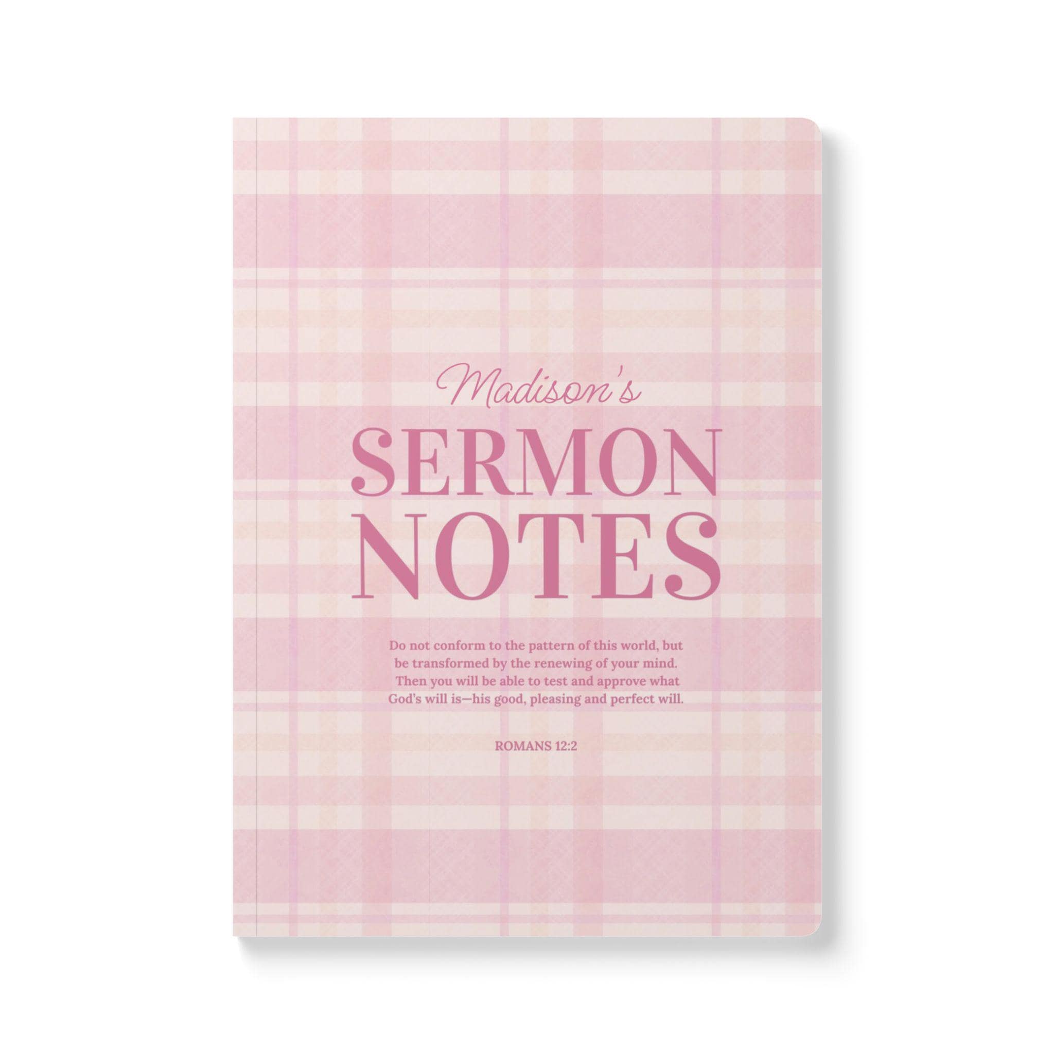 Sermon Notes Personalized Church Journal - Custom Softcover Notebook ...