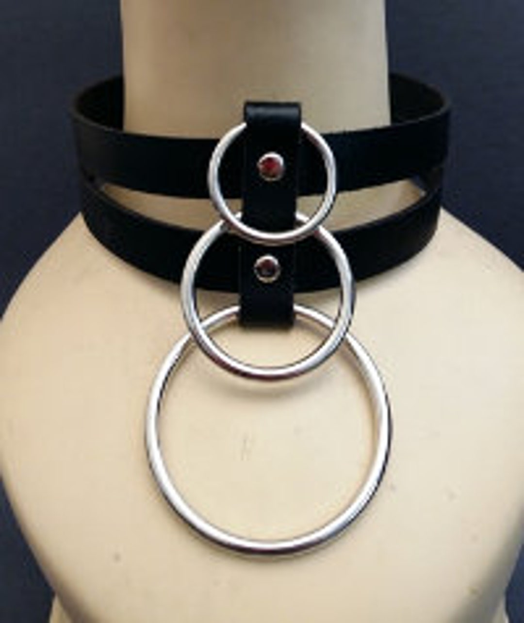 Leather Choker With O Rings.goth Punk Biker Cosplay - Etsy
