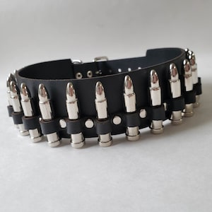 Leather Choker With Bullets.gothic Punk Biker Cosplay - Etsy