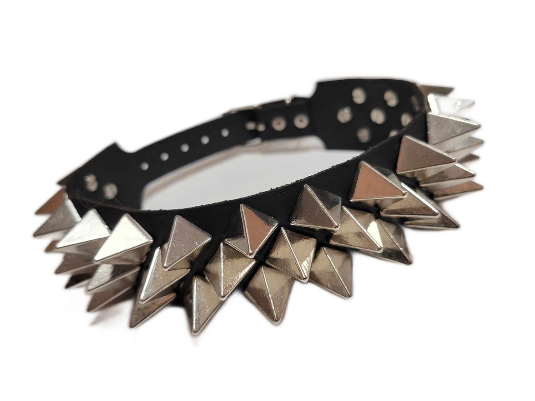 Leather Choker With 4 Sides Pyramids Spikes in an Amazing Layout,gothic ...