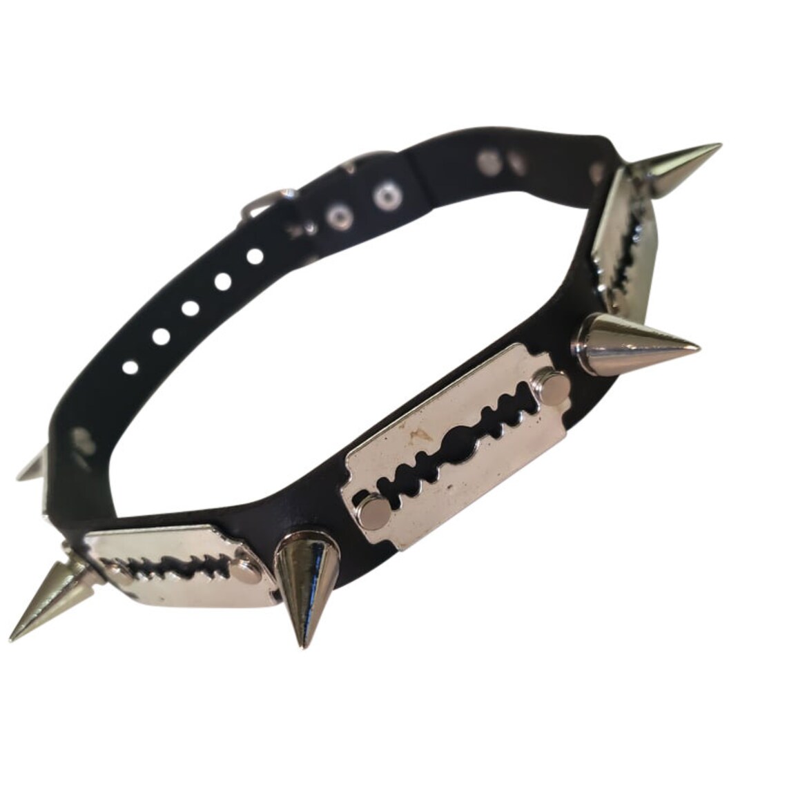 Cyber Gothic Punk Leather Choker With Razors & Spikes - Etsy
