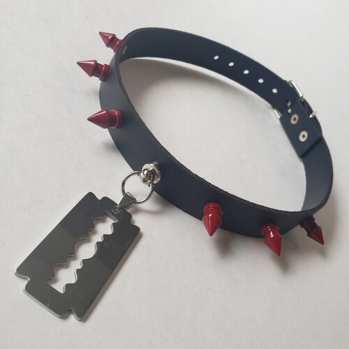 Cyber Gothic Punk Leather Choker With Razors & Spikes - Etsy