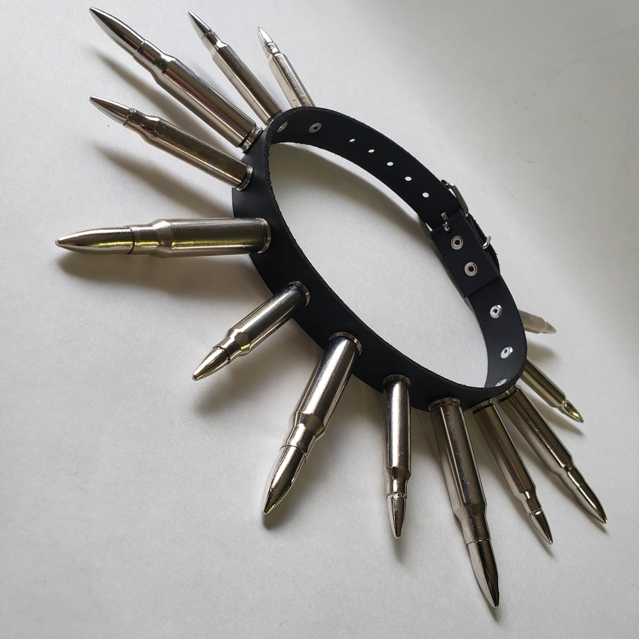 Goth Punk Heavy Metal Leather Choker With Real Fired Bullets - Etsy