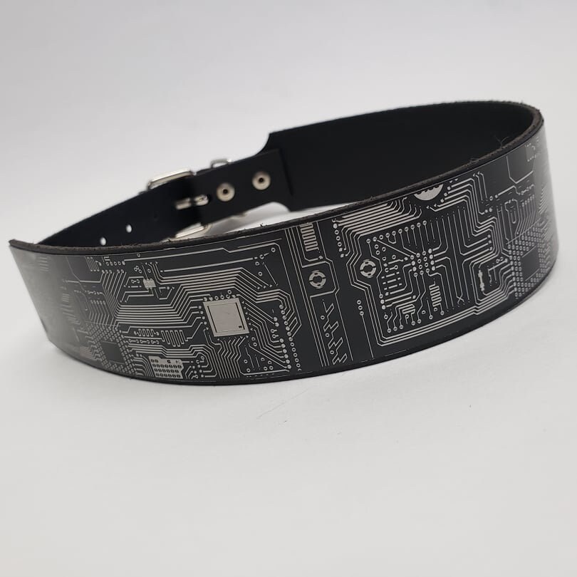 Cyber Gothic Punk Leather Choker With PCB printed Circuit - Etsy