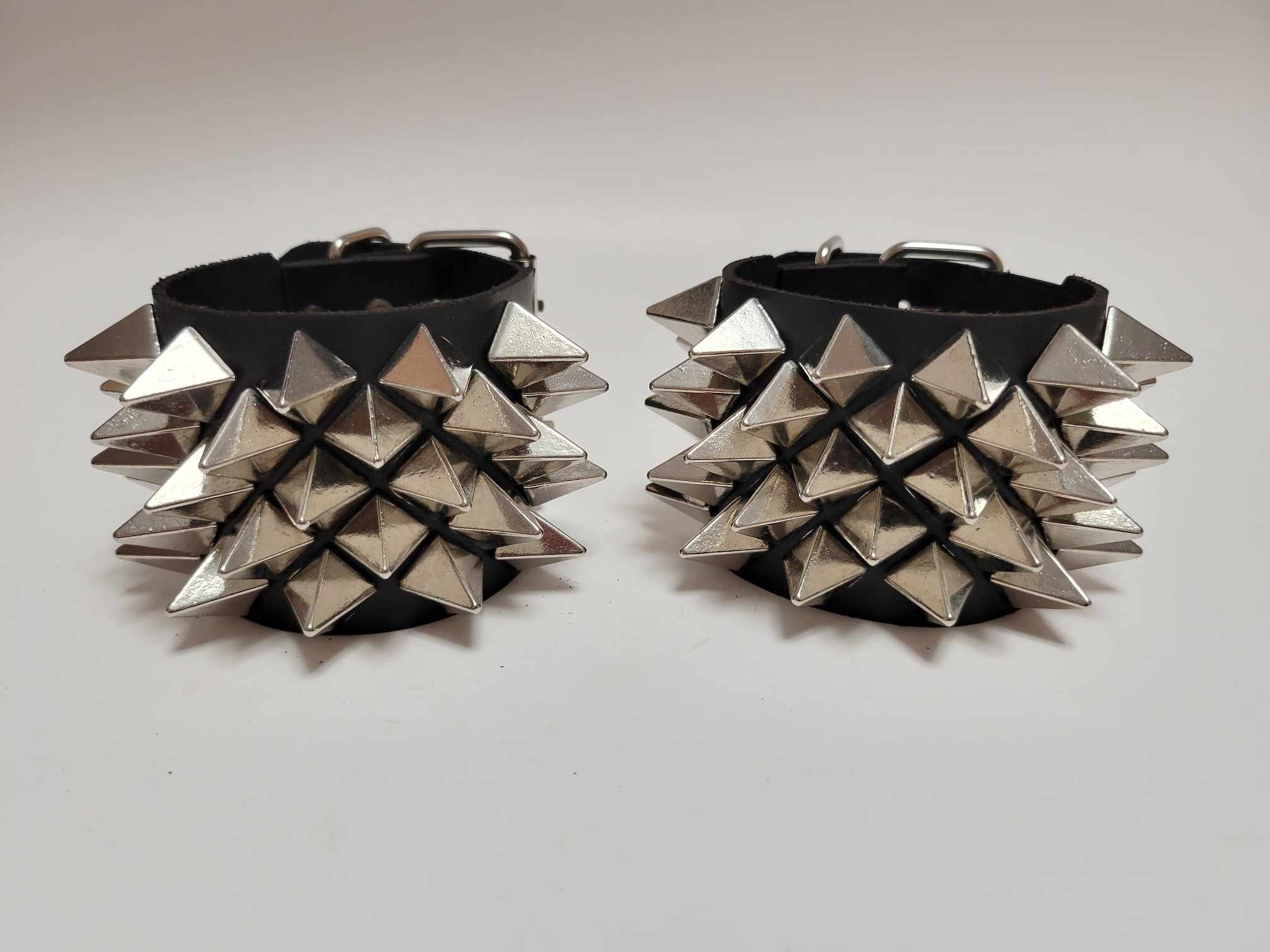 Leather Bracelet With 4 Sides Pyramid Spikes in an Amazing Layout ...