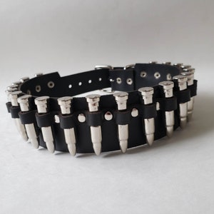 Leather Choker With Bullets.gothic Punk Biker Cosplay - Etsy