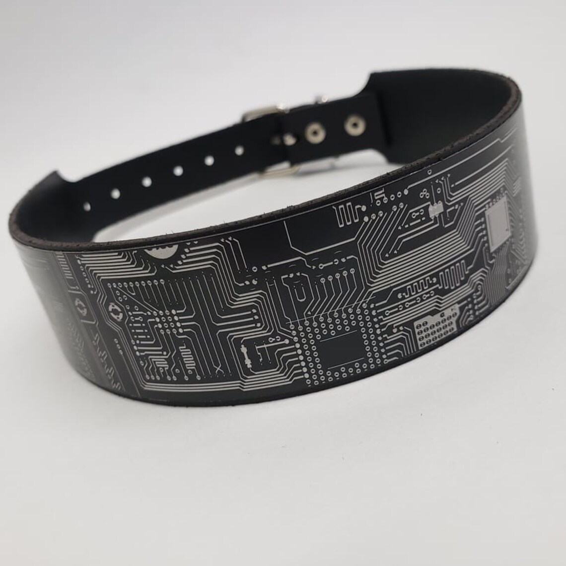 Cyber Gothic Punk Leather Choker With PCB printed Circuit - Etsy