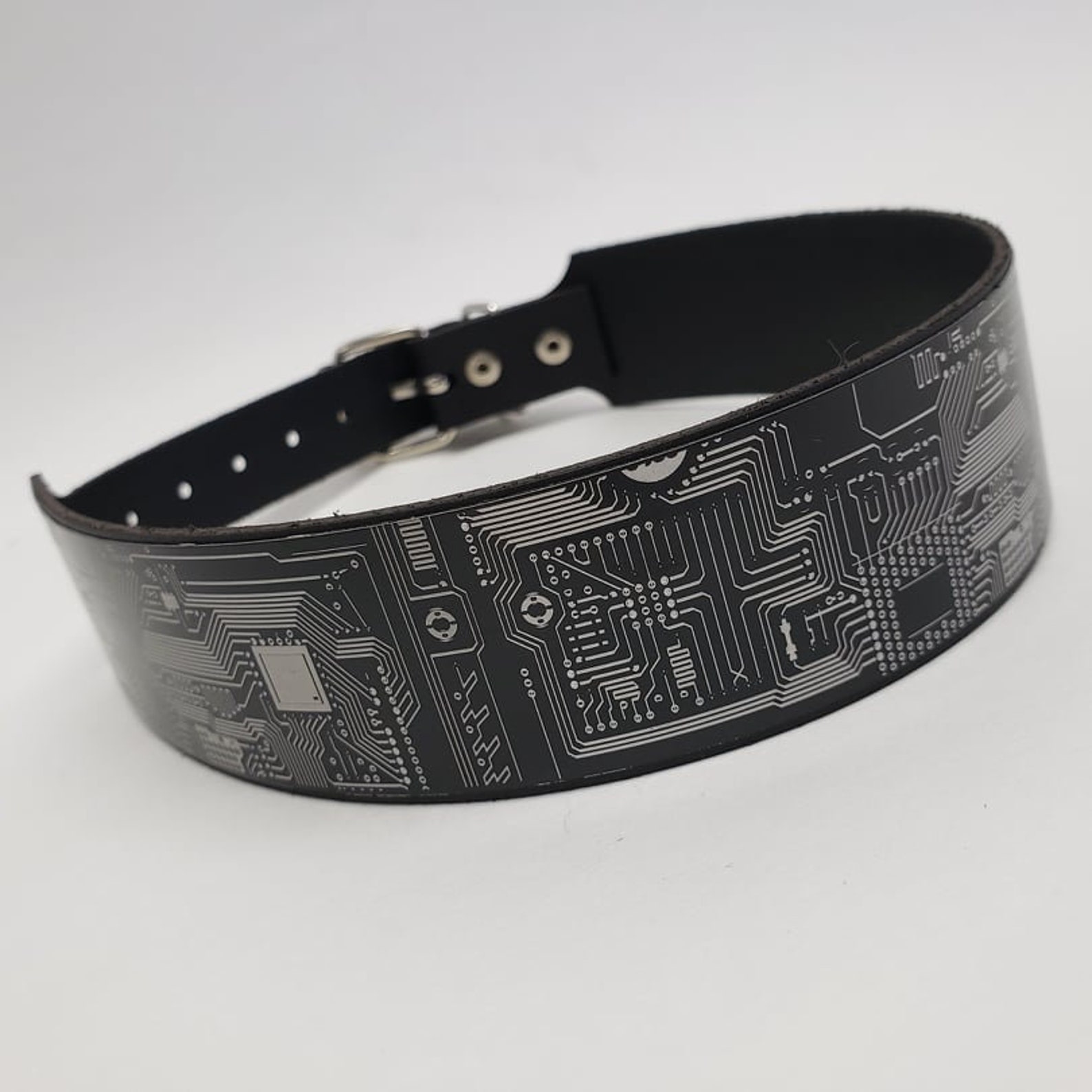 Cyber Gothic Punk Leather Choker With PCB printed Circuit - Etsy