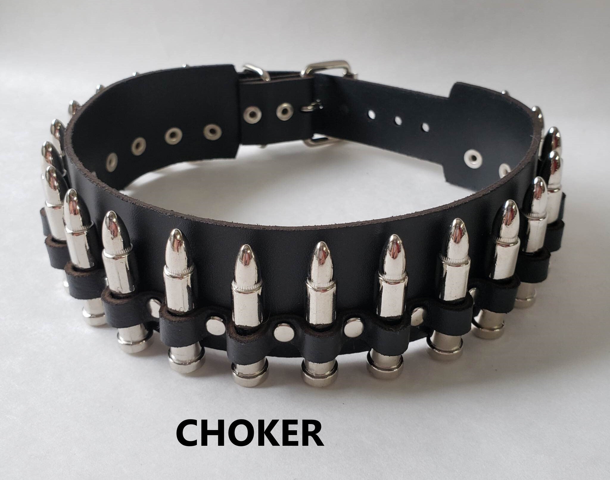 Leather Choker With Bullets.gothic Punk Biker Cosplay - Etsy