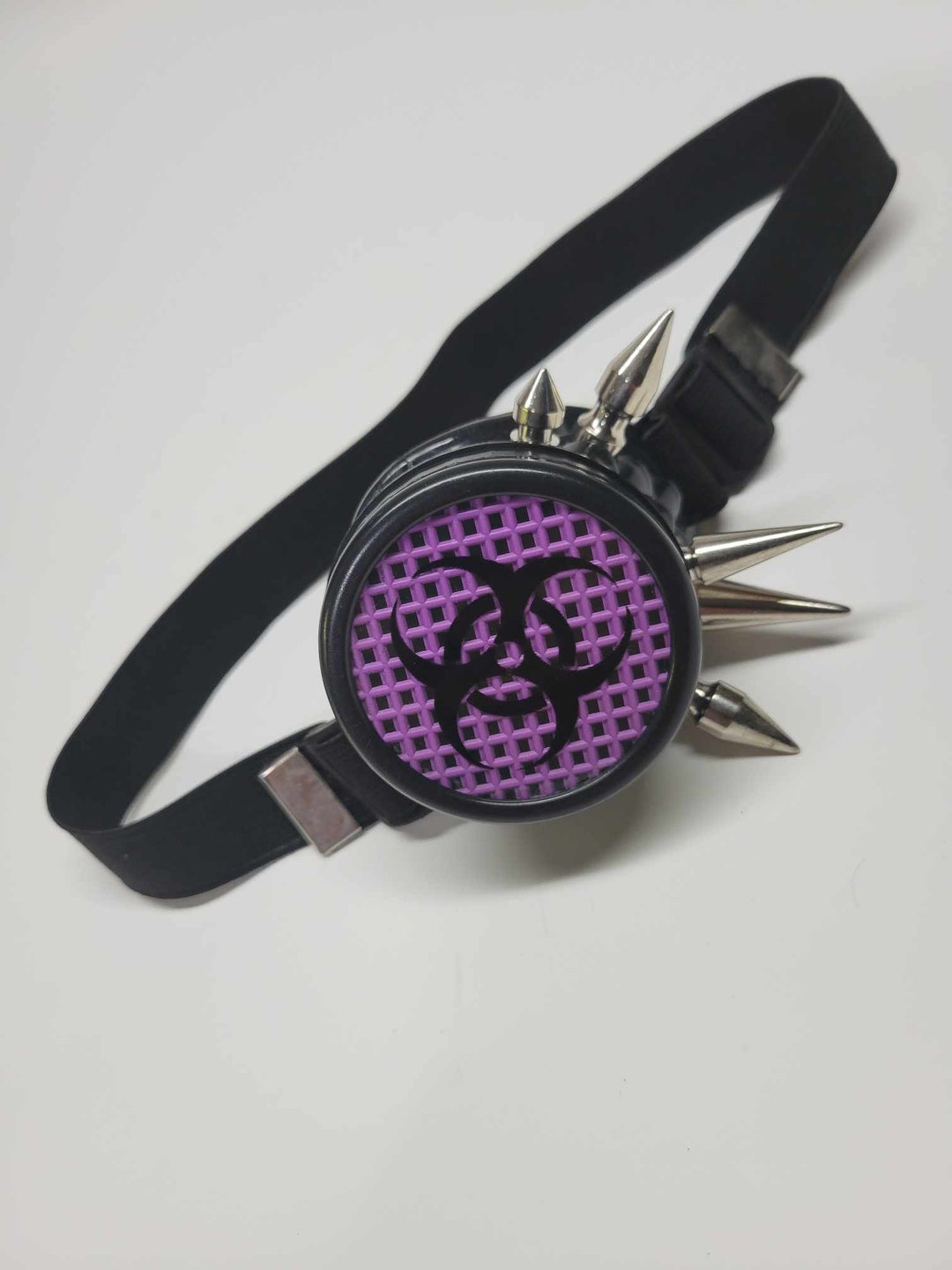 Cyber Mono Goggle With Spikes,mesh and Bio Hazard Design,cyber Gothic ...