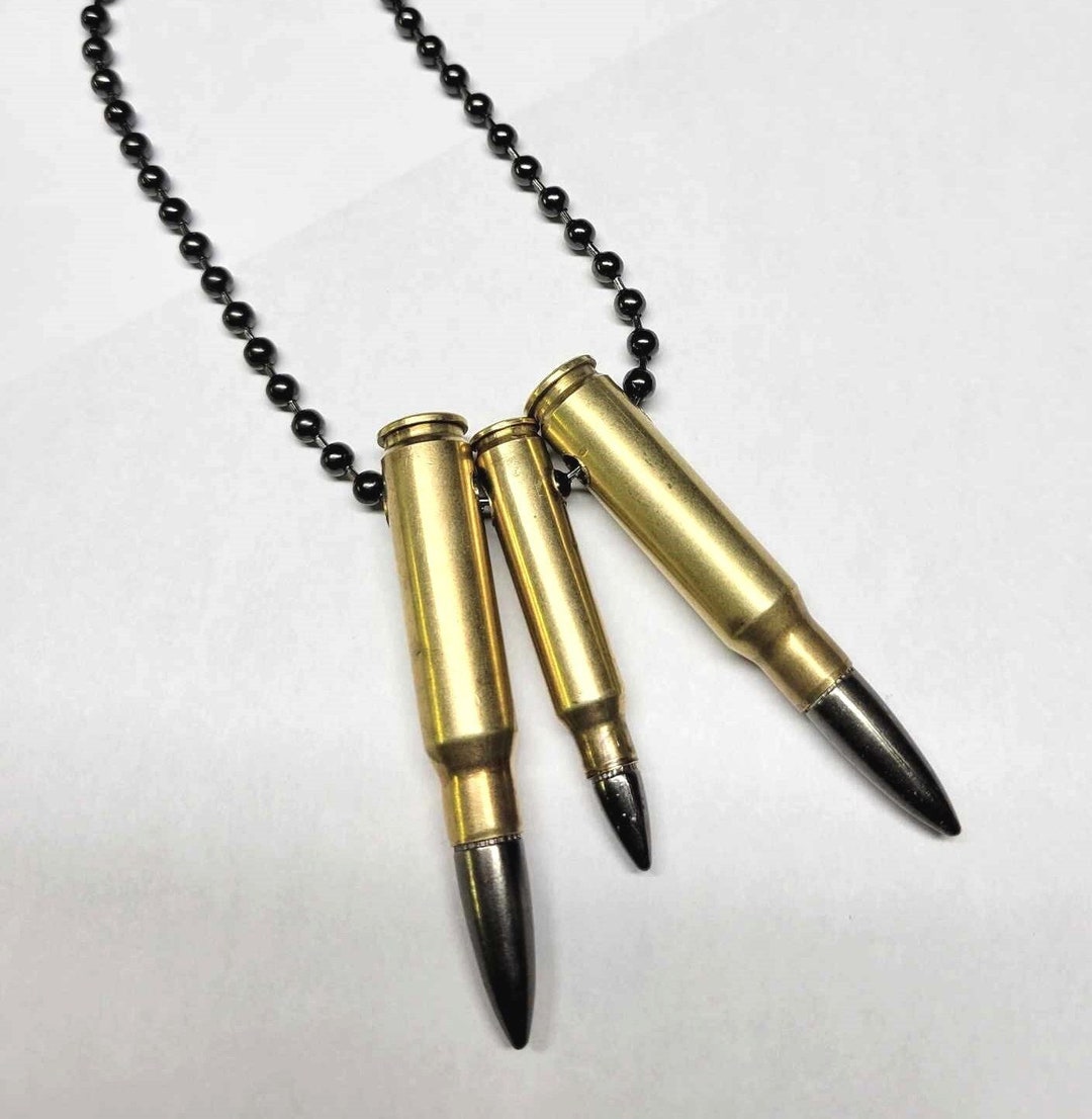 Bullet Necklace With 2 X .308 Caliber & 1 .223 Caliber Bullets Punk ...