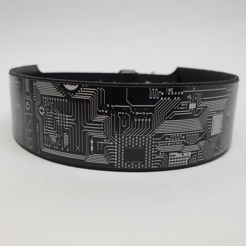 Cyber Gothic Punk Leather Choker With PCB (printed Circuit Board) Laser ...