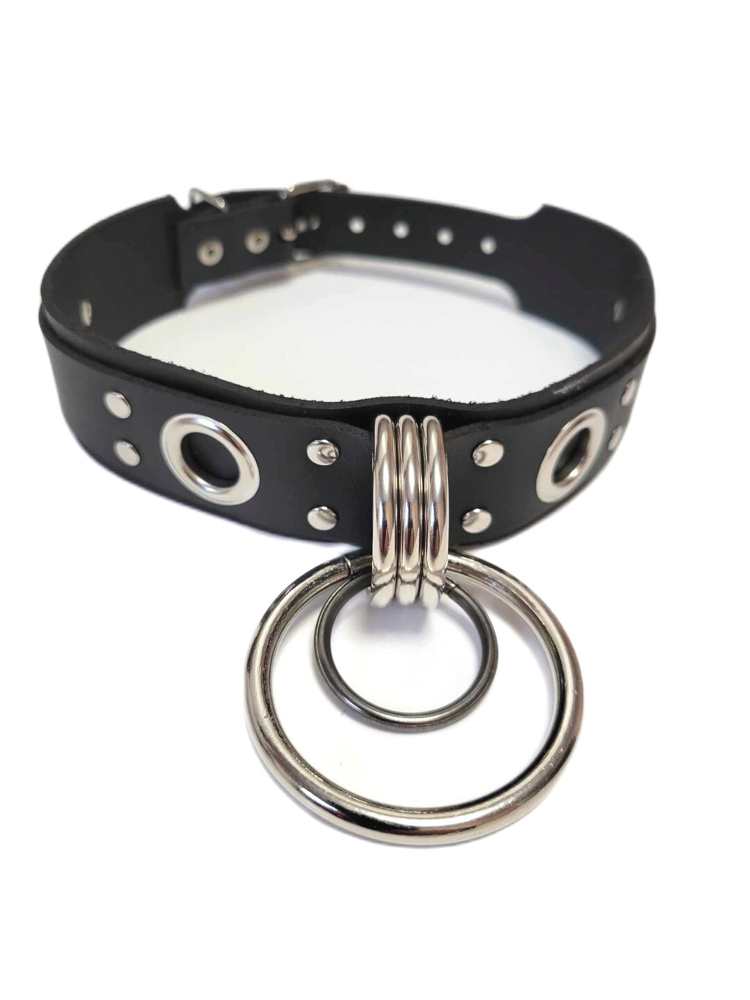 Leather Choker With Special Design D Rings & Hoops,gothic Punk Biker - Etsy