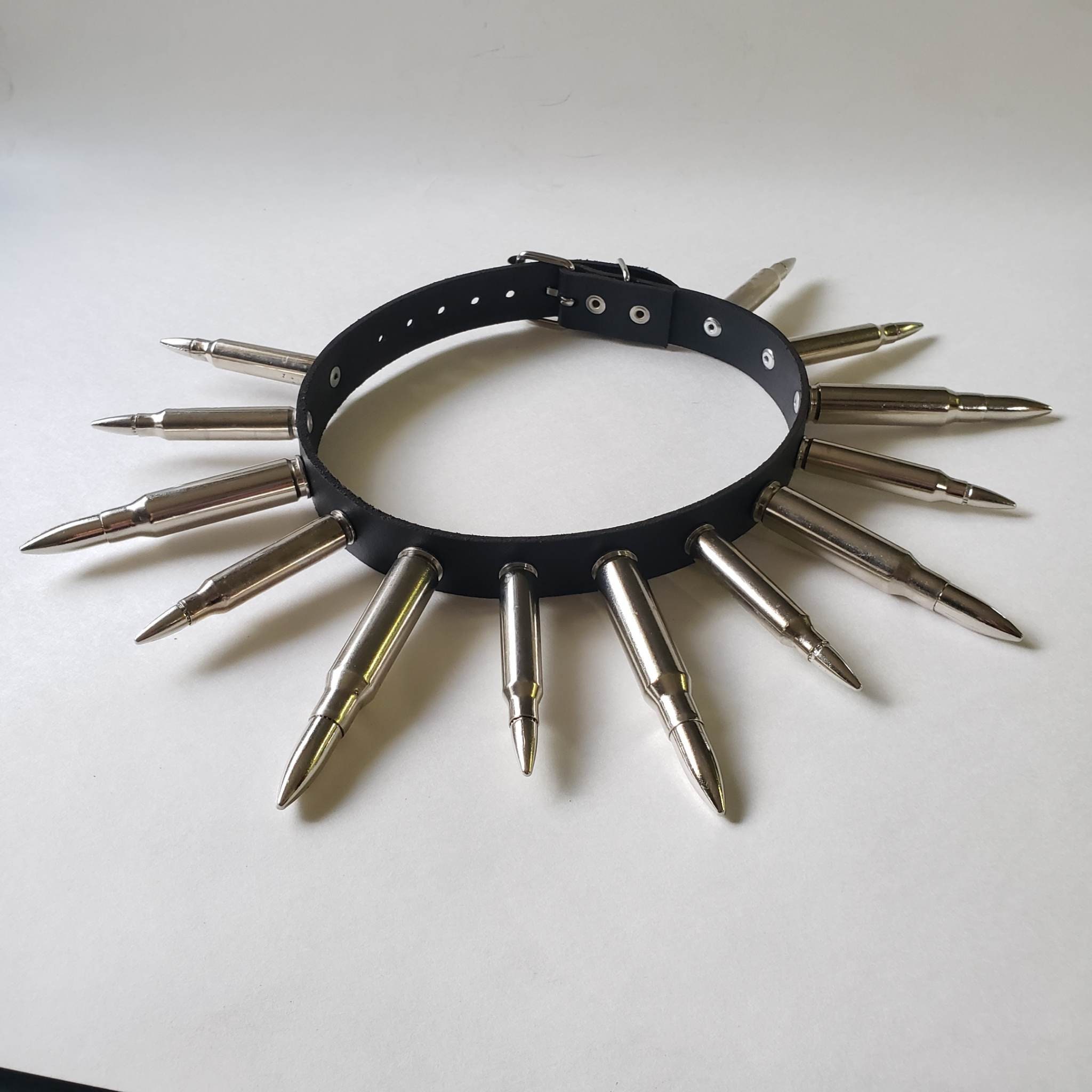 Goth Punk Heavy Metal Leather Choker With Real Fired Bullets - Etsy