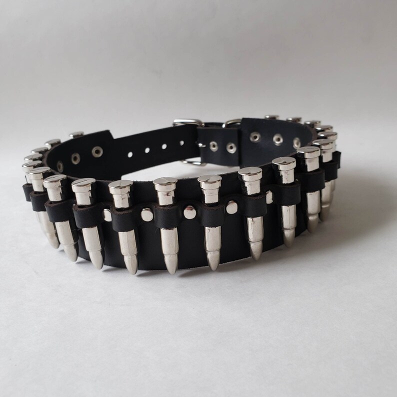 Leather Choker With Bullets.gothic Punk Biker Cosplay - Etsy
