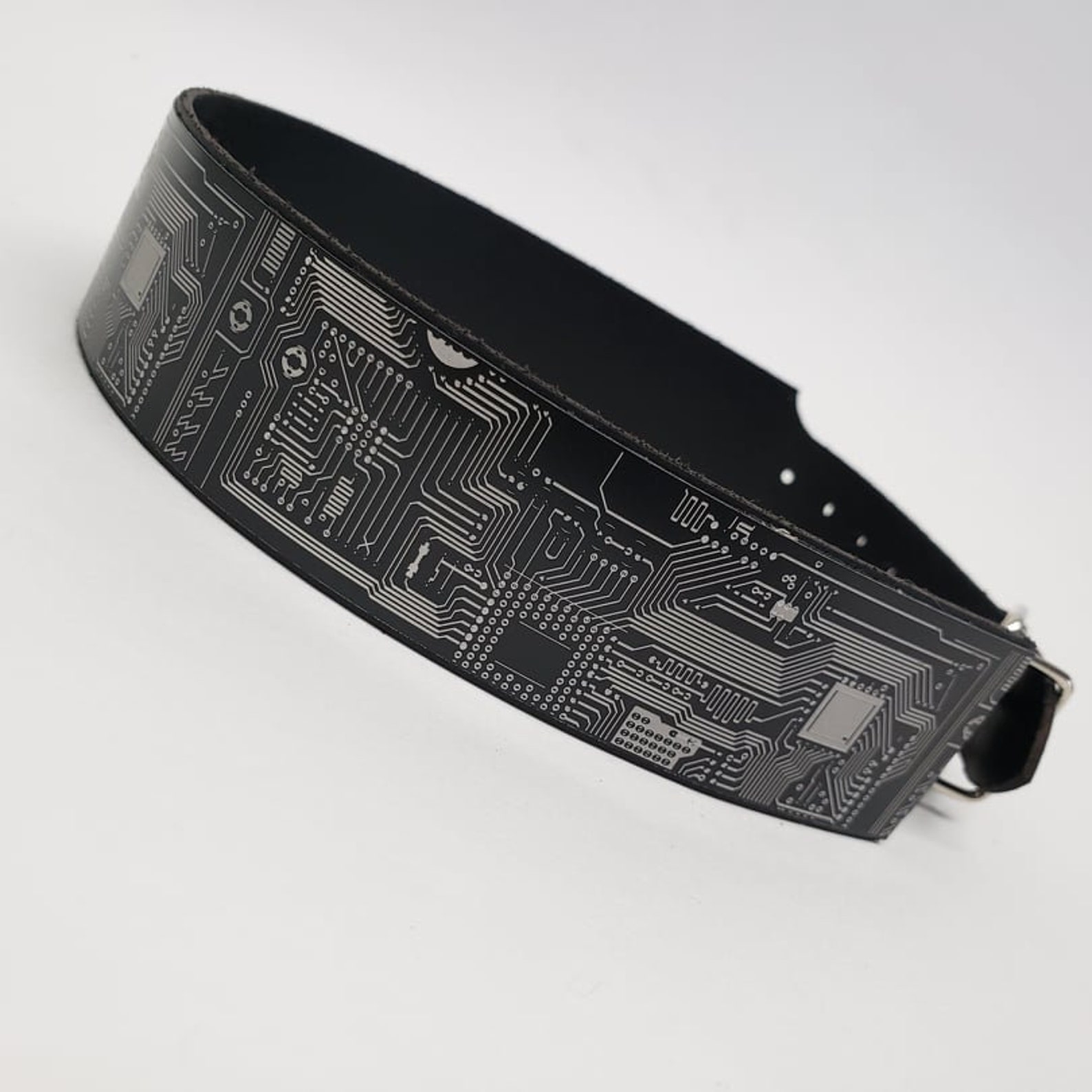 Cyber Gothic Punk Leather Choker With PCB printed Circuit - Etsy