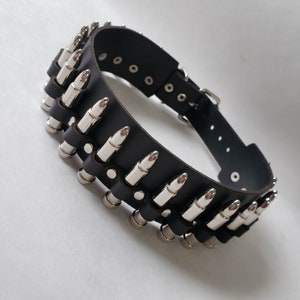 Leather Choker With Bullets.gothic Punk Biker Cosplay - Etsy