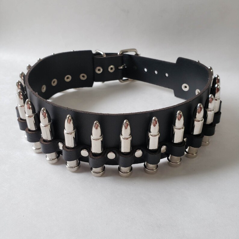 Leather Choker With Bullets.gothic Punk Biker Cosplay - Etsy