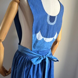 Vintage Blue Austrian Dirndl Trachten Patchwork Apron Cotton Dress Size ...