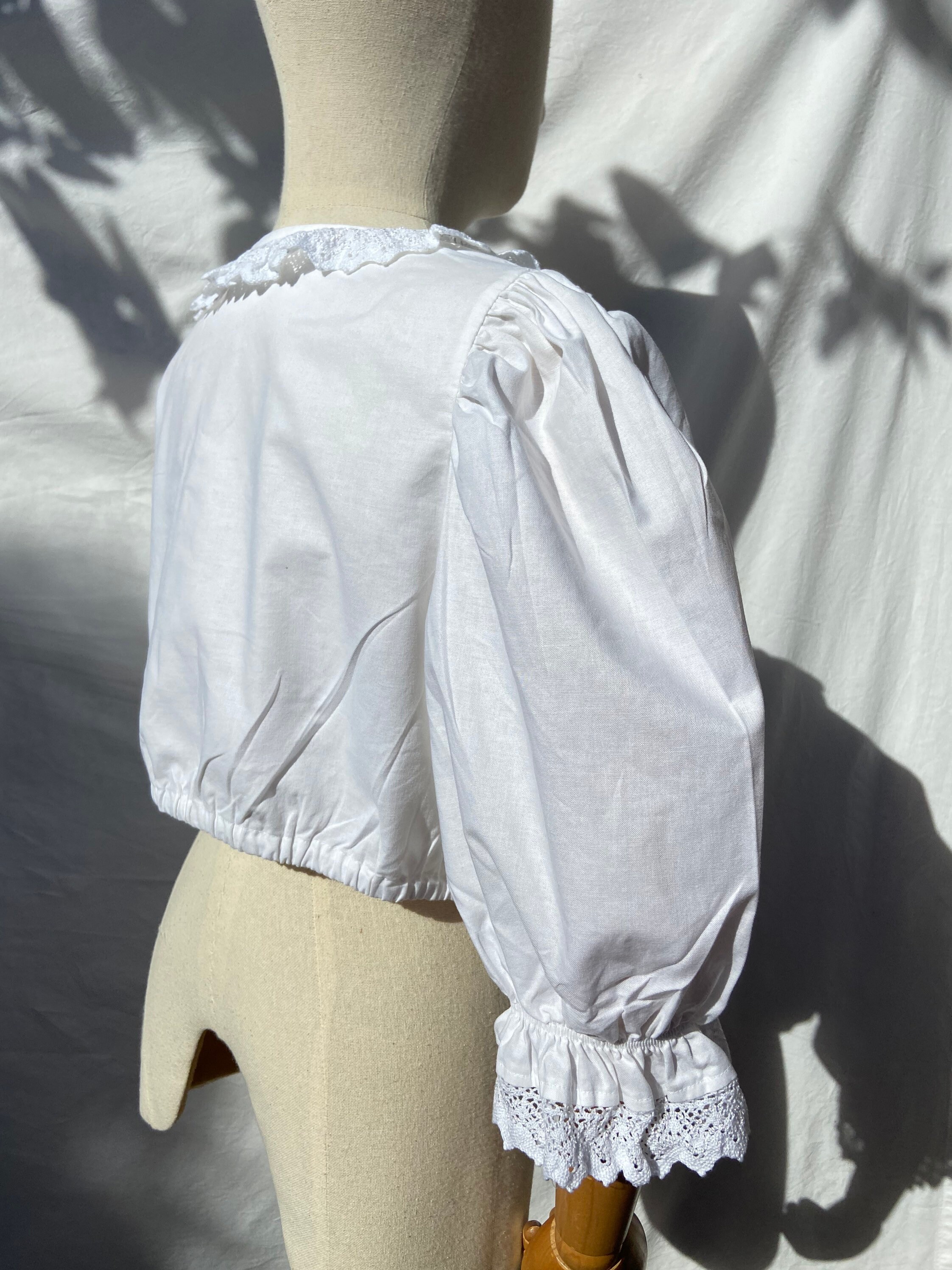 Vintage Austrian Dirndl Trachten Puff Sleeved Crop Blouse M - Etsy