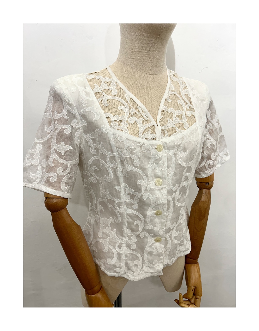 Vintage Japanese White Lace Mesh Blouse S - Etsy