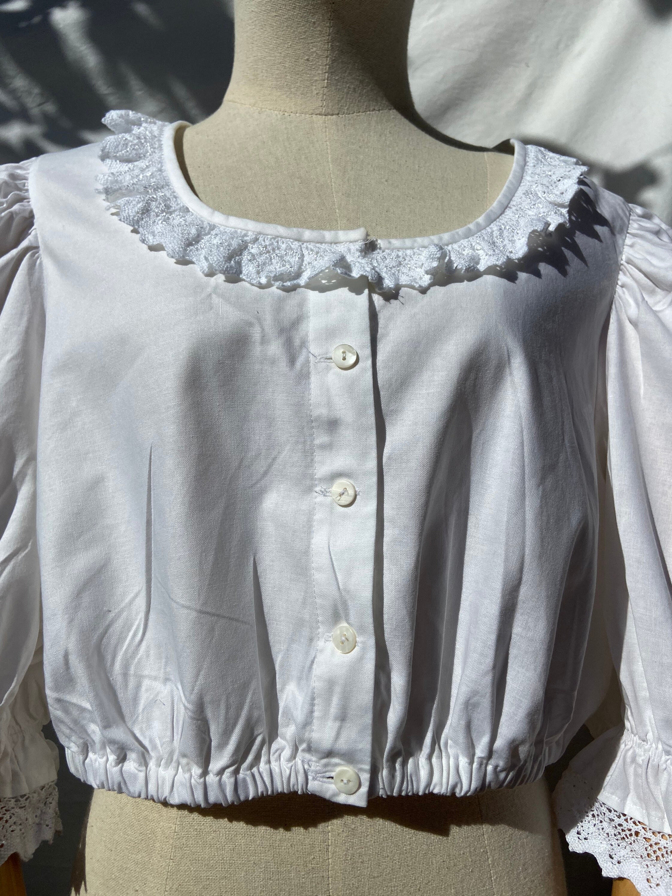 Vintage Austrian Dirndl Trachten Puff Sleeved Crop Blouse M - Etsy