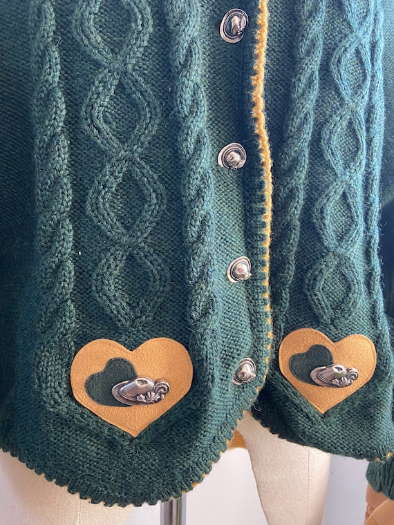 Vintage Astrifa Austrian dirndl cardigan, green hand … - Gem